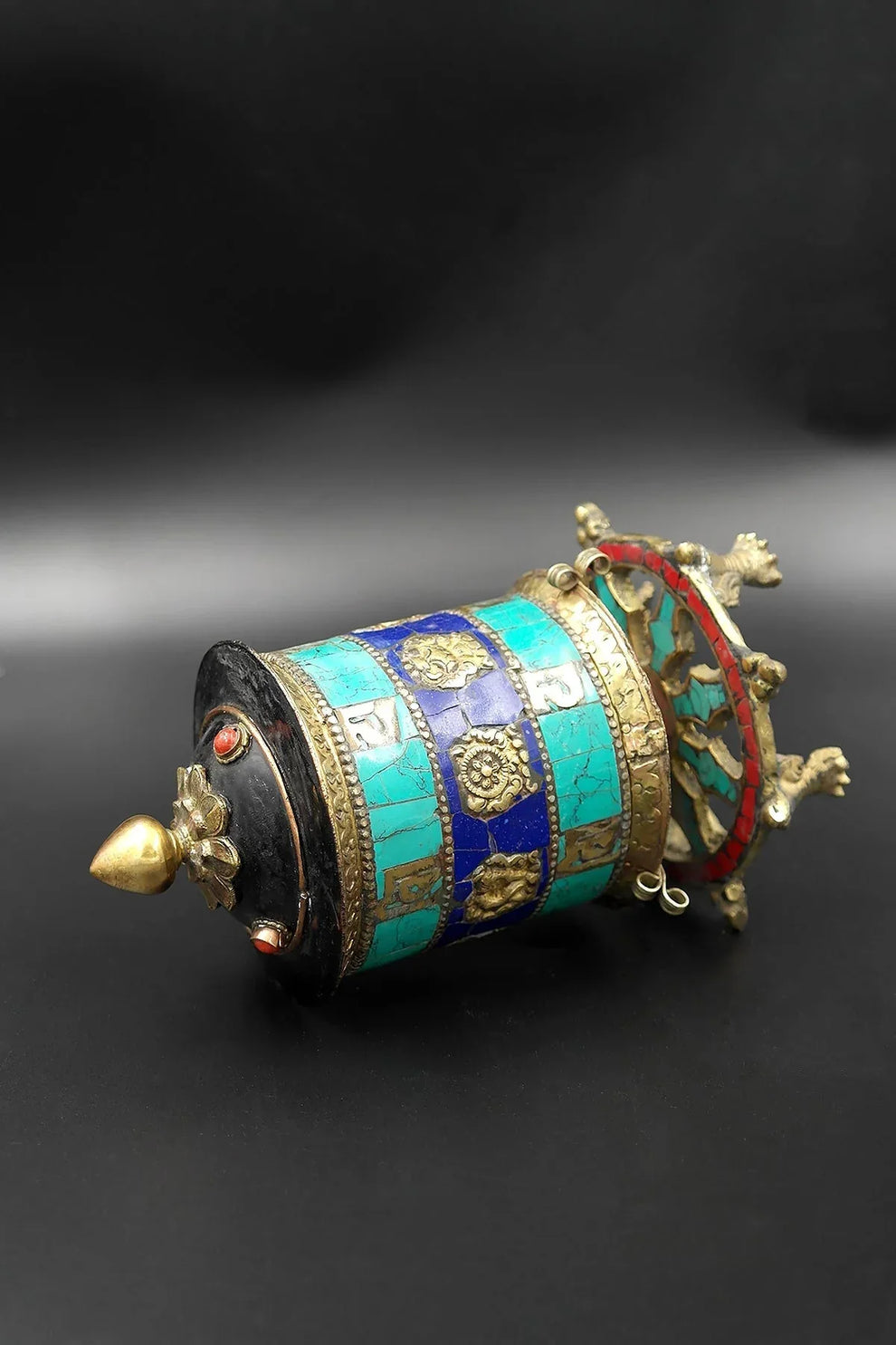 Om mane peme hum mantra embossed desktop Prayer Wheel – Vajracrafts