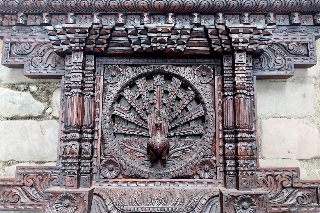 Wooden Peacock Window, handcrafted wall hanging – Vajracrafts