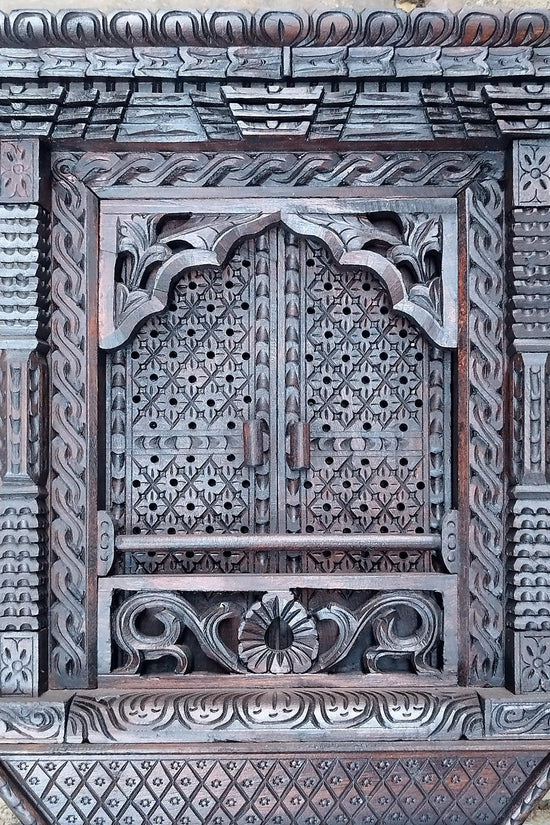 Traditional Newari Handcrafted Wooden Kumari Window – Vajracrafts