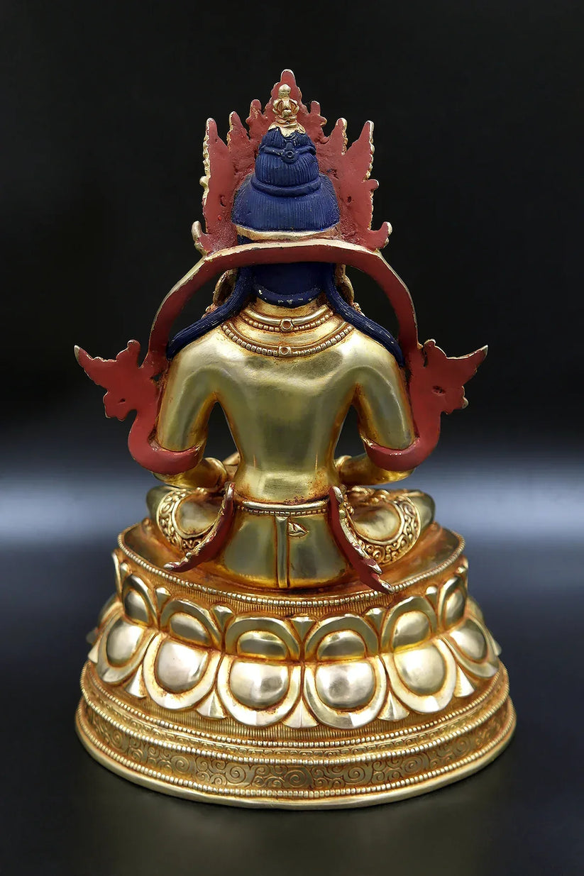 Tibetan Gold Plated Aparmita Statue from Nepal 10" | Vajracrafts