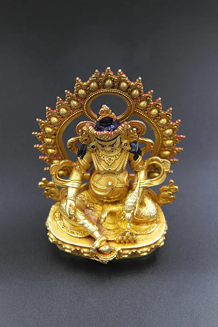 Fully Gold Plated Zambala Statue from Nepal 4" | Vajracrafts
