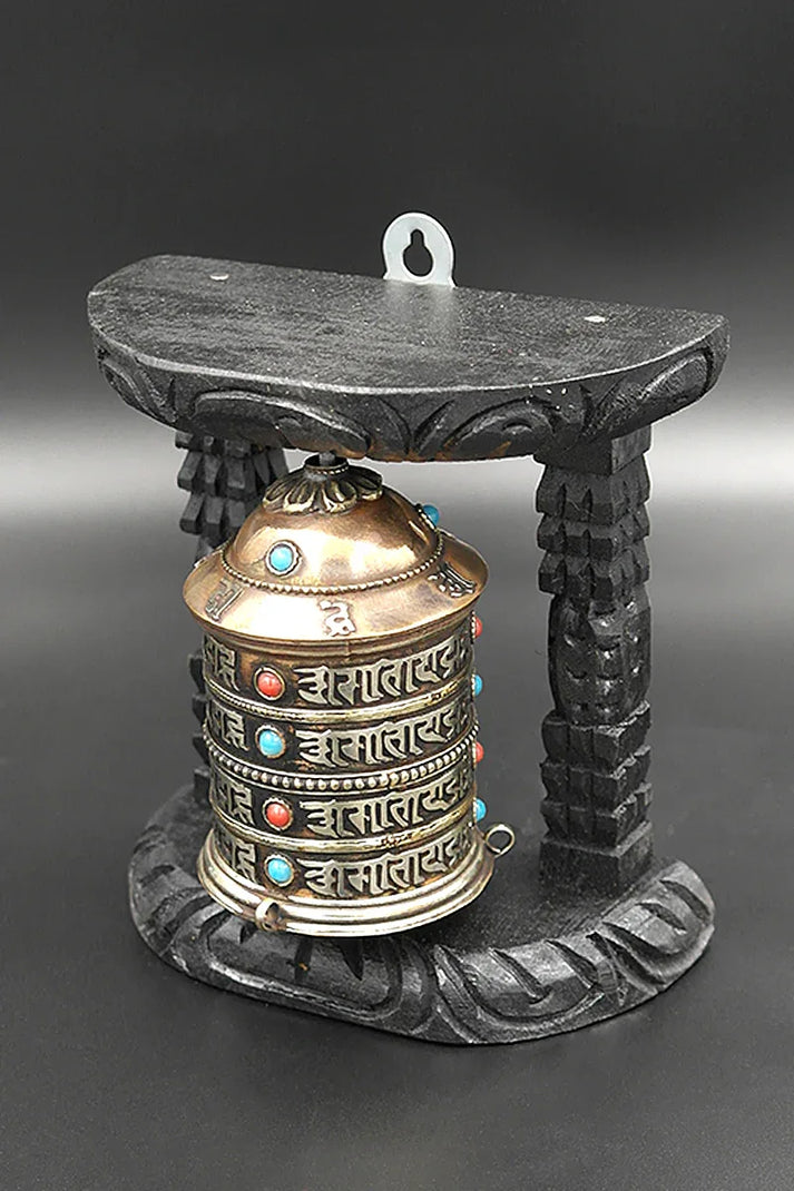 Om Mane Peme Hum mantra embossed Tibetan Prayer Wheel | Vajracrafts