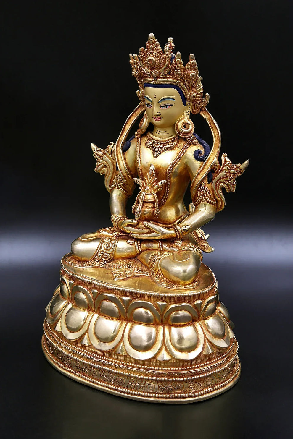 Tibetan Gold Plated Aparmita Statue from Nepal 10" | Vajracrafts