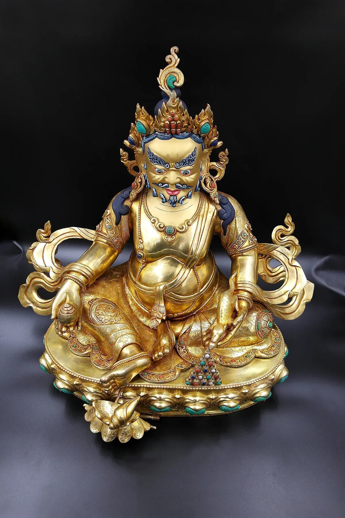 Jeweled Zambala Statue from Nepal, God of wealth, 16" | Vajracrafts
